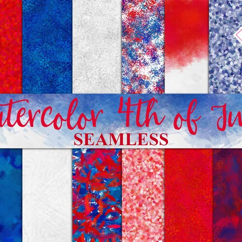 Watercolor Red White Blue Digital Paper - Etsy