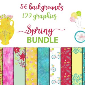 Spring Bundle Huge Clip Art Set, Birds Graphics Cherry Blossom Clipart ...