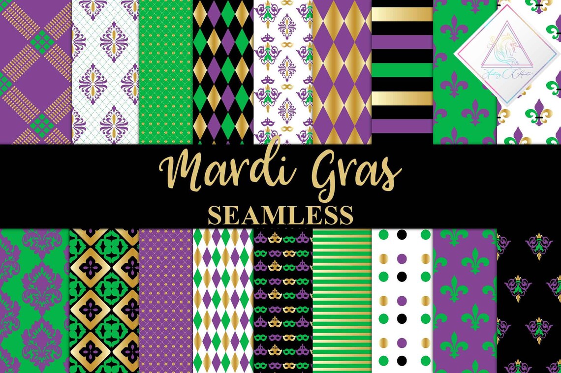 Mardi Gras Digital Paper Seamless Patterns Masquerade - Etsy