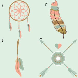 Tribal Clipart Set, Tribal Clip Art, Pink Dreamcatcher, Tribal Arrows ...