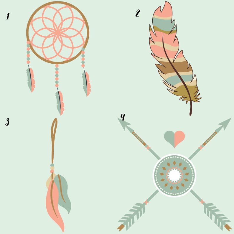 Tribal Clipart Set Tribal Clip Art Pink Dreamcatcher Tribal - Etsy