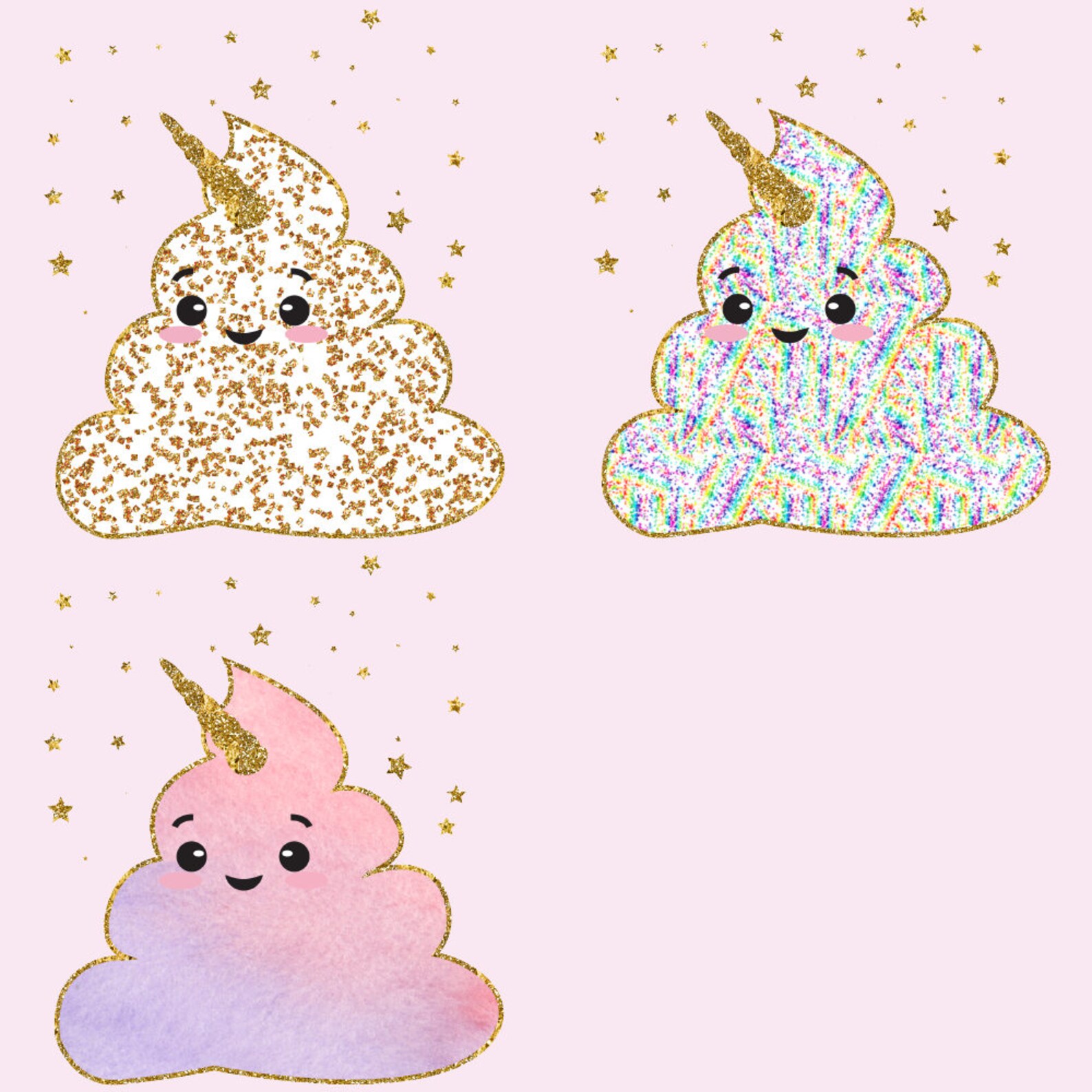 Watercolor Unicorn Unicorn Poop Clipart Poo Clip Art Cute - Etsy