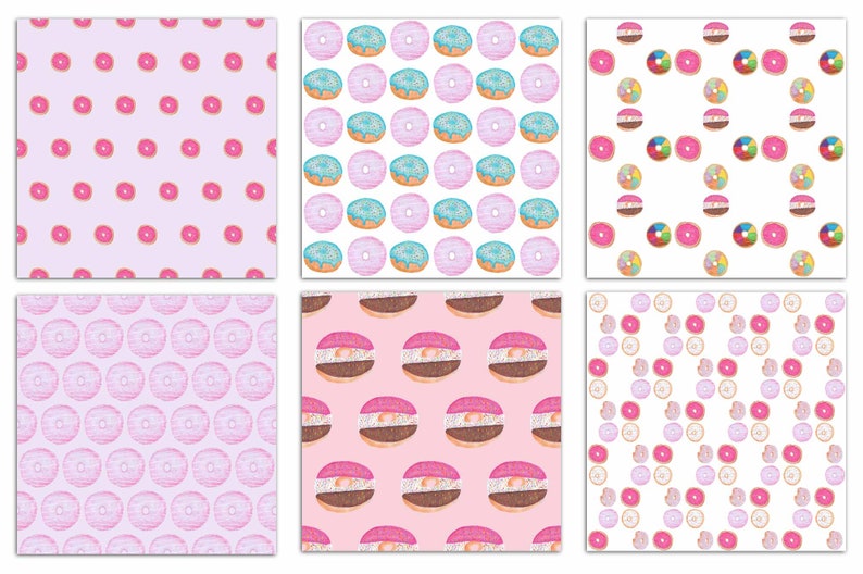 Donut Digital Paper Doughnuts Pattern Watercolor Donuts - Etsy