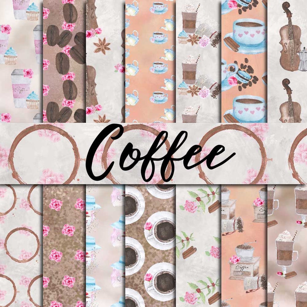 Watercolor Coffee, Digital Paper, Coffee Backgrounds, Watercolour ...