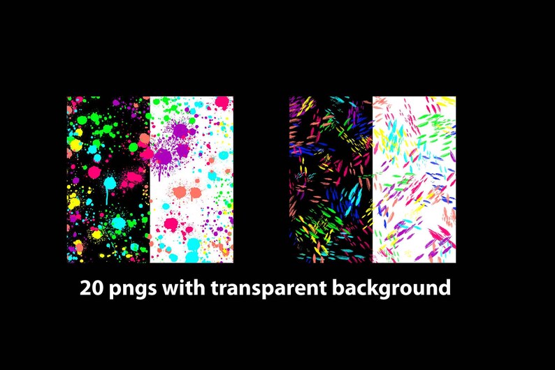 Neon Paint Splatters Overlays Clipart PNG Paintball Drips - Etsy