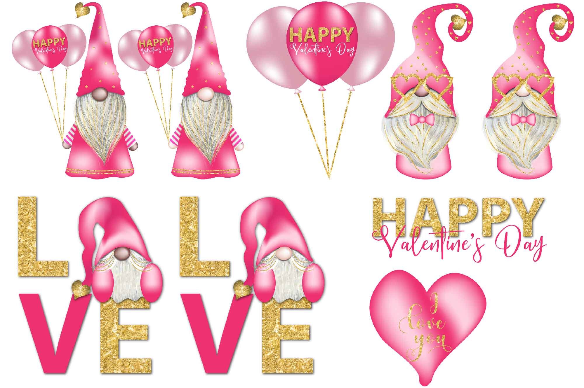 Valentines Day Gnomes Clipart Nordic Scandinavian Pink - Etsy