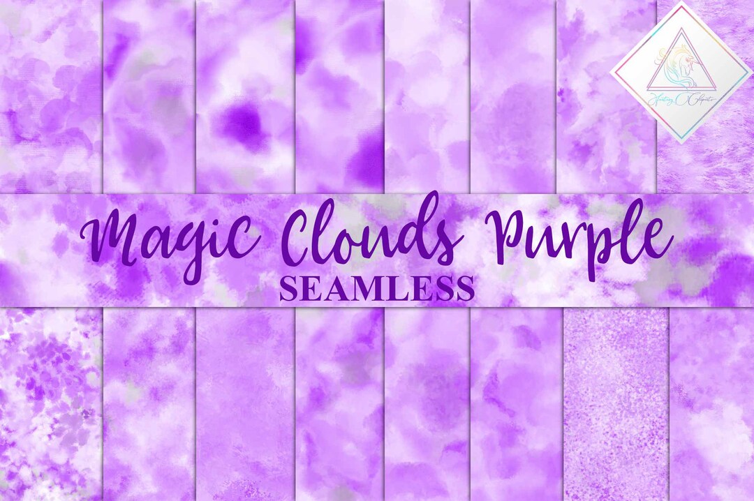 Magic Clouds, Digital Paper, Purple Watercolor, Lilac Watercolour ...