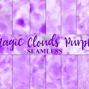 Magic Clouds, Digital Paper, Purple Watercolor, Lilac Watercolour ...