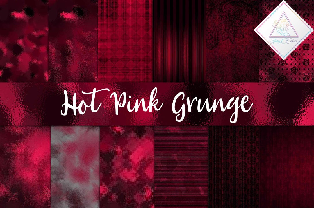Hot Pink Grunge, Digital Paper, Distressed Textures, Abstract ...