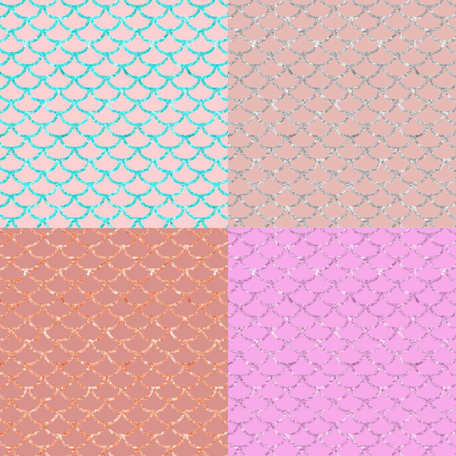 Pink Digital Paper Mermaid Scales Glitter Backgrounds Shiny - Etsy