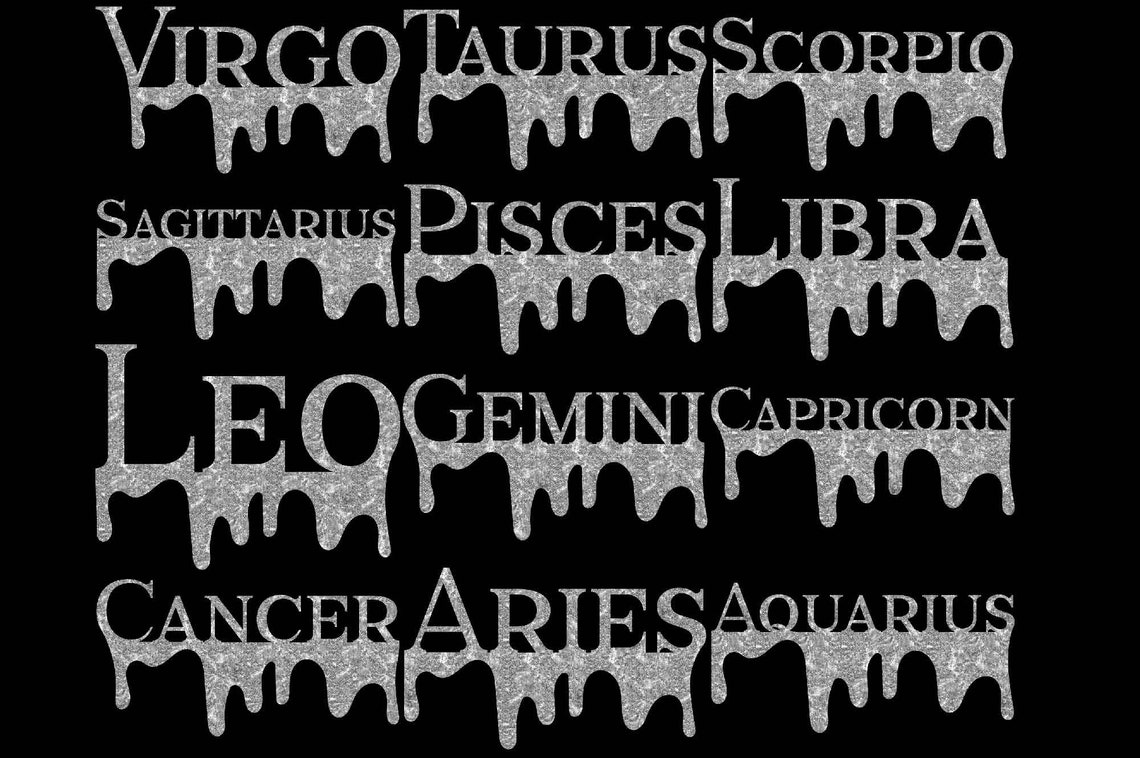 Silver Zodiac Signs T Shirt Sublimation Drippings Drips - Etsy