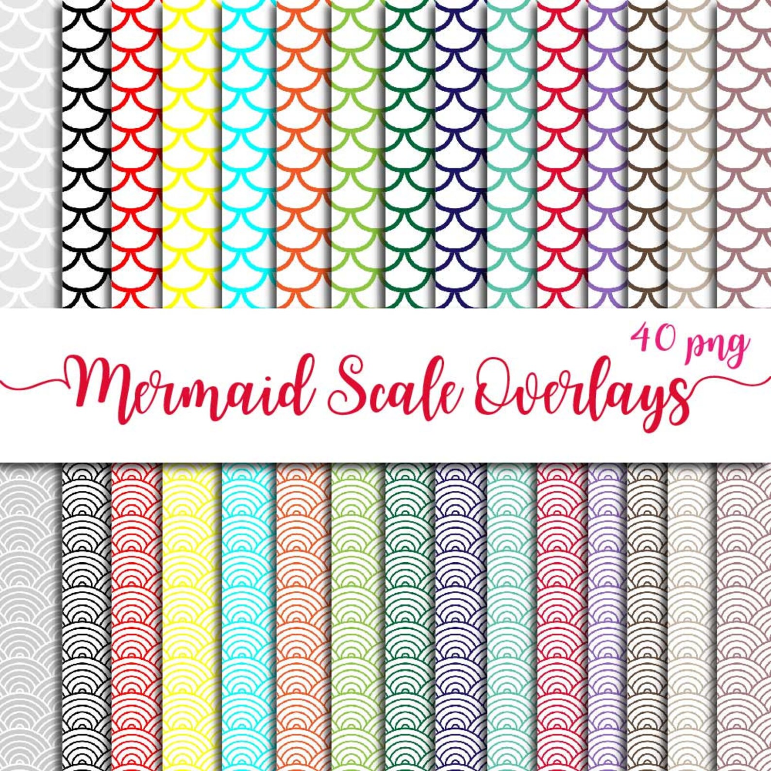 Mermaid Scales Overlay Clipart in Png Format Geometric Fish | Etsy