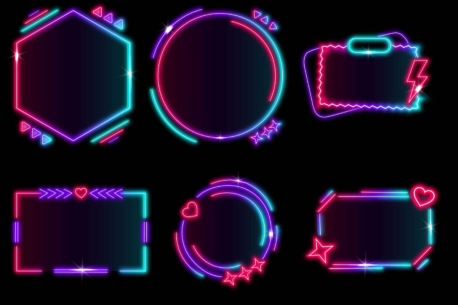 Neon Frames Clipart PNG Glowing Neon Frame Clip Art Pastel - Etsy