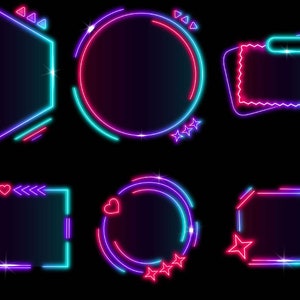Neon Frames Clipart PNG | Glowing Neon Frame Clip Art | Pastel Rainbow ...