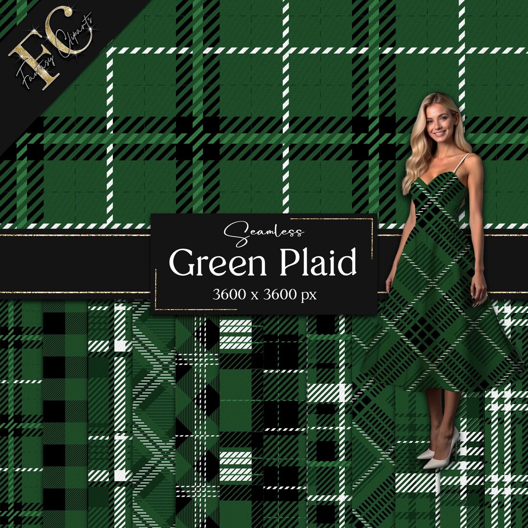Green Plaid Digital Paper | Buffalo Checks Patterns | Emerald Tartan ...