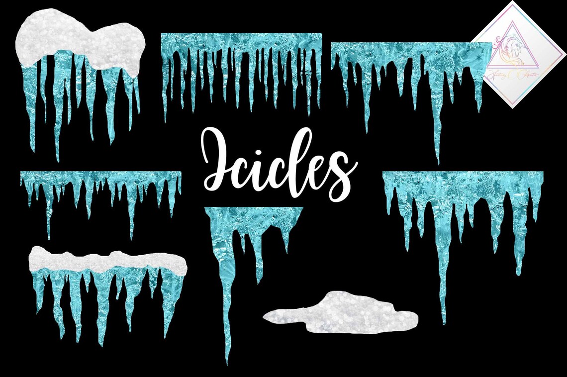 Frosted Icicles Frozen Ice Winter Clipart Snowflakes Snowy | Etsy
