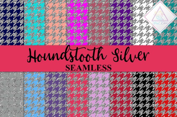 Silver glitter, houndstooth pattern, digital paper, seamless patterns ...