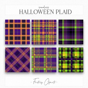 Halloween Plaid Digital Paper | Spooky Seamless Patterns | Purple ...