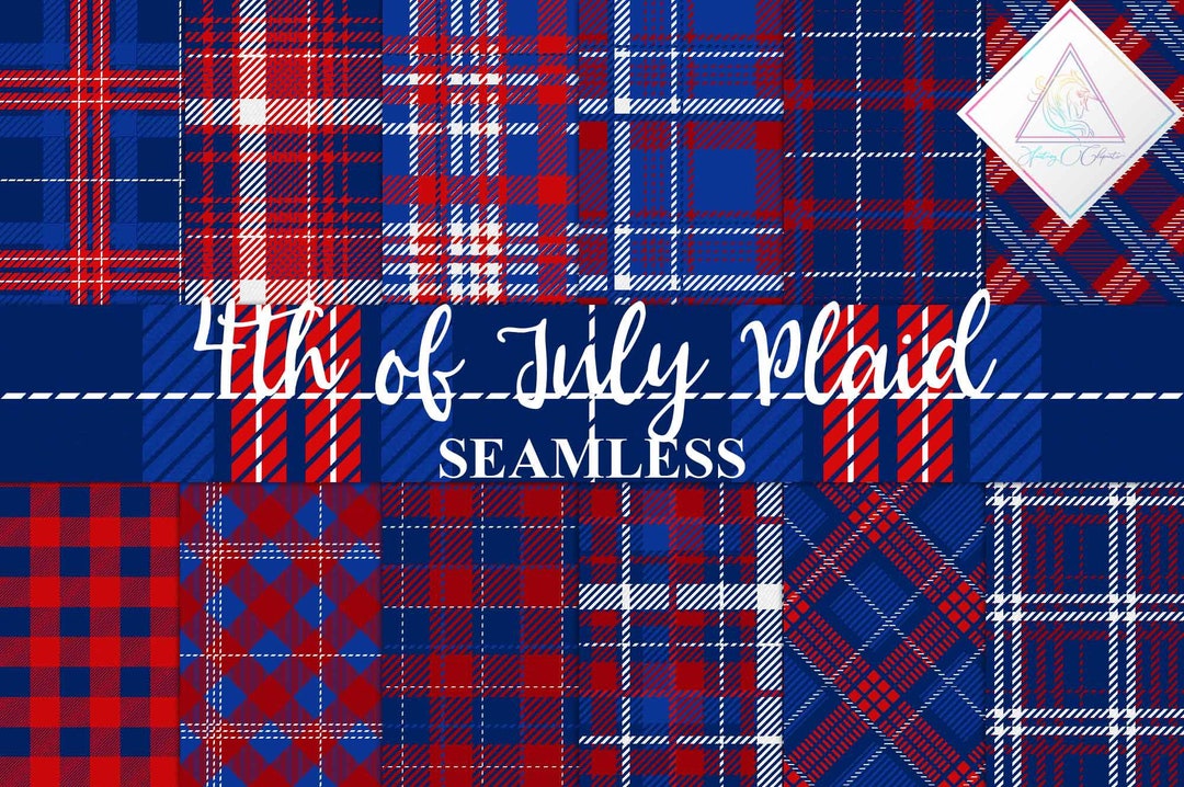 4th of July Plaid, Independence Day, July Fourth Tartan, Seamless ...
