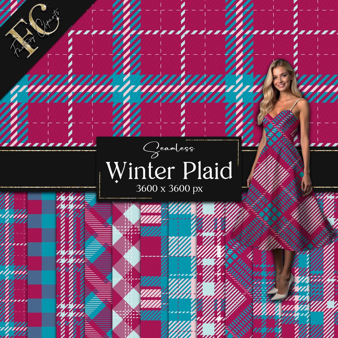 Winter Plaid Digital Paper | Cozy Checkered Patterns | Pastel Tartan ...
