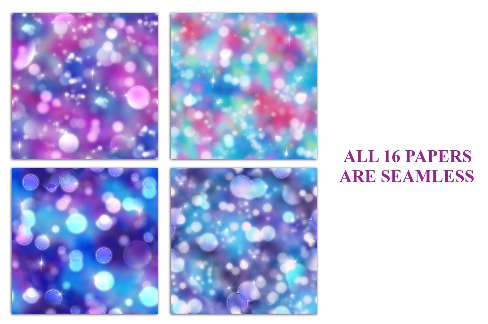 Galaxy Bokeh Digital Paper Mermaid Blue Seamless Pattern - Etsy