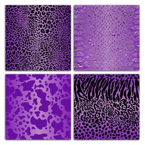 Purple Glitter Safari Animal Print Digital Paper | Violet Cheetah ...