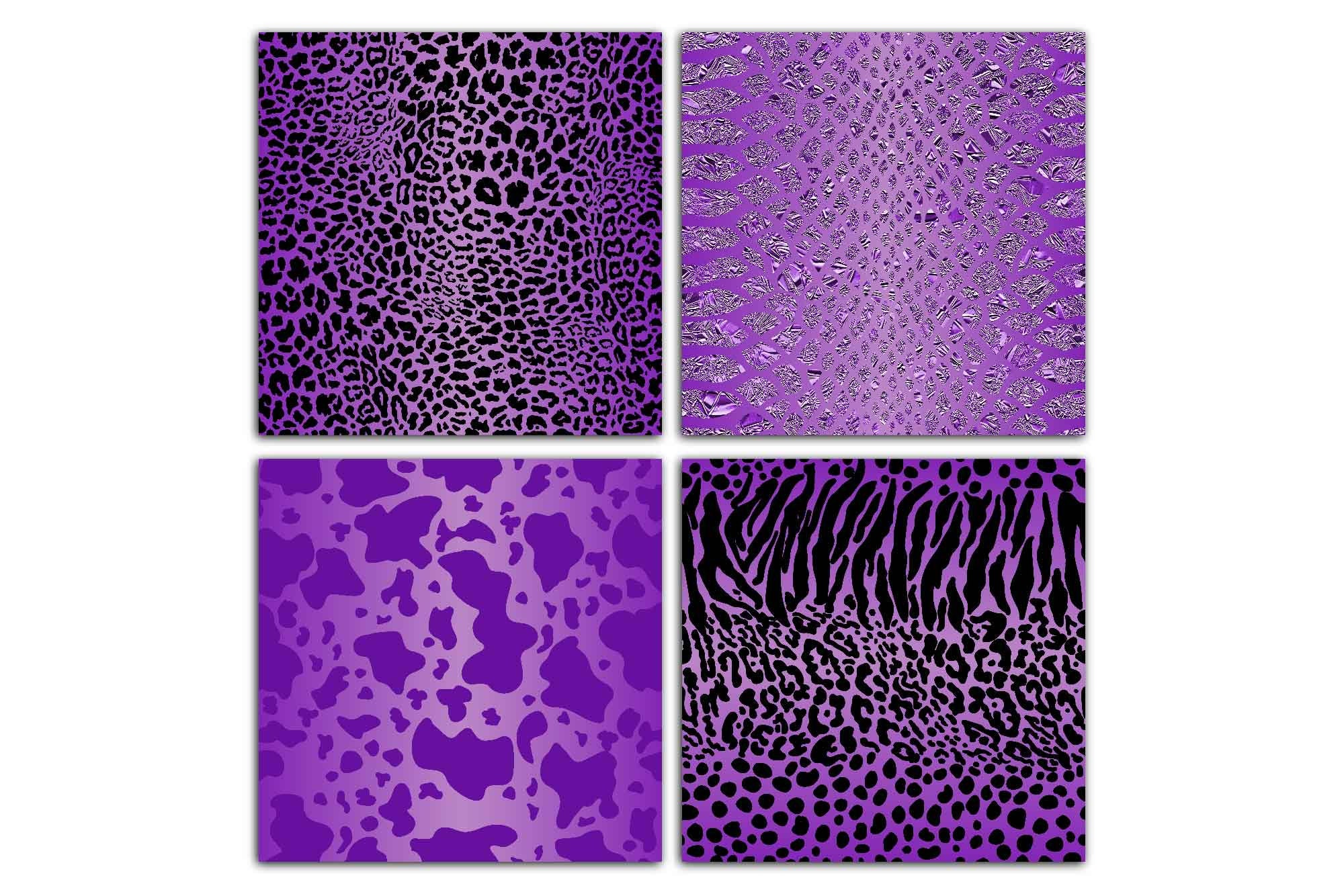 Purple Glitter Safari Animal Print Digital Paper | Violet Cheetah ...