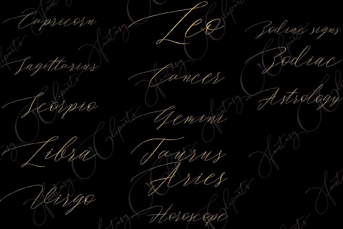 Astrology Word Art Zodiac Signs Png Planet Names Overlay | Etsy