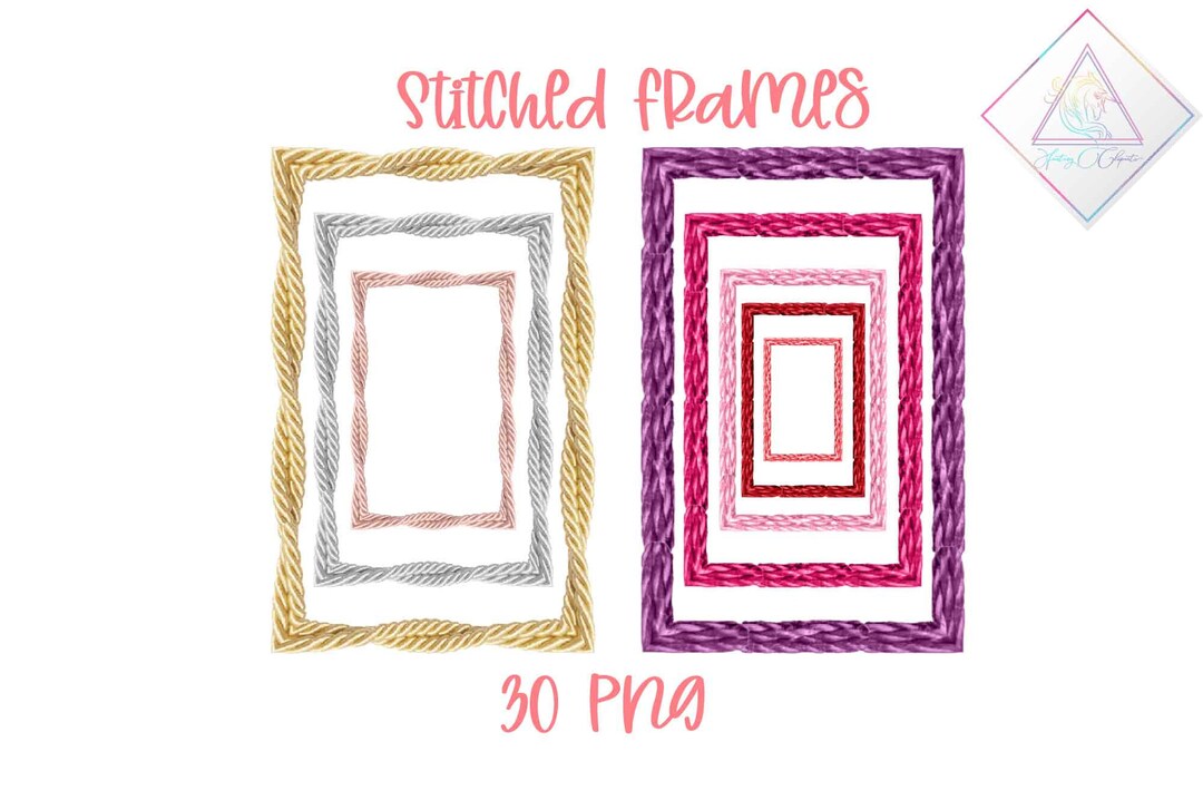 Stitched Frames, Sewing Clipart, Rose Gold, Stitches Clip Art ...