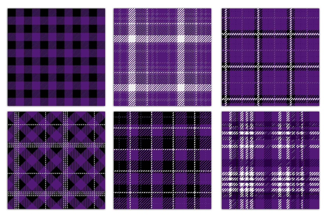 Purple plaid seamless patterns digital paper tartan | Etsy