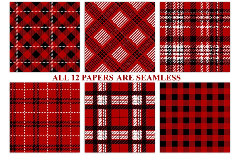 Red Plaid Digital Paper Seamless Patterns Gothic Black - Etsy