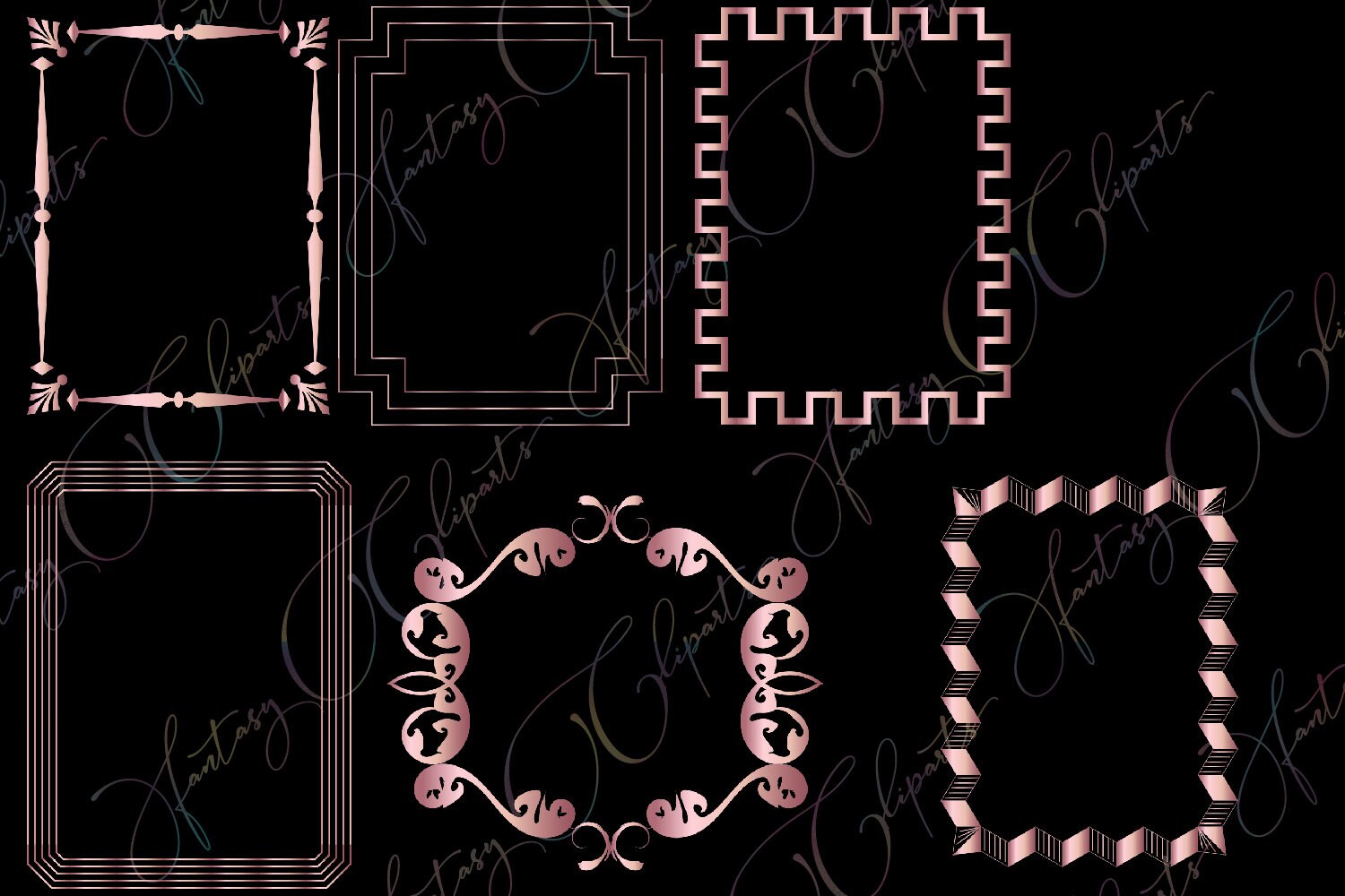 Rose Gold Frame Clipart in Art Deco Style Modern Geometric | Etsy