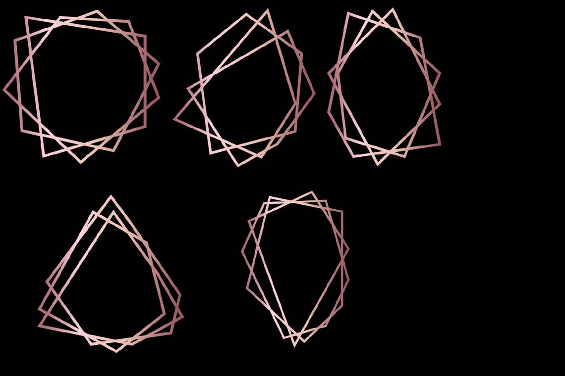 Polygonal Frames Rose Gold Geometric Shapes Boho Chic | Etsy