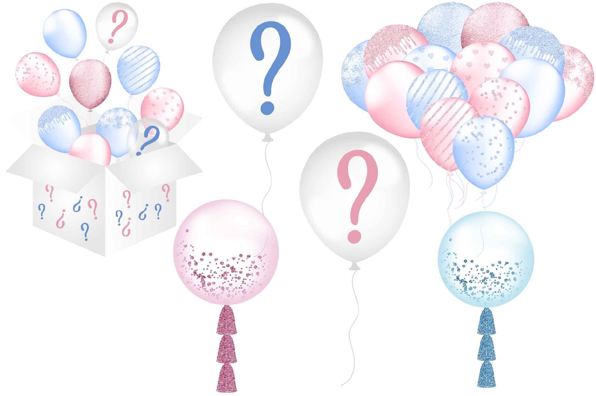 Gender reveal baby clipart shower party he or she balloon | Etsy