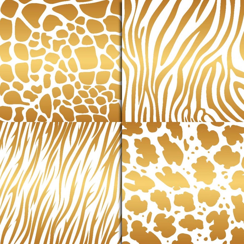 Gold Animal Printdigital Paper Animal Skin Snake Crocodile | Etsy