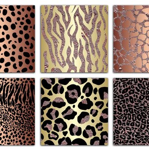 Copper Glitter Safari Animal Print Digital Paper Bronze Cheetah ...