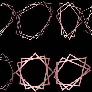 Polygonal Frames, Rose Gold, Geometric Shapes, Boho Chic Clipart ...