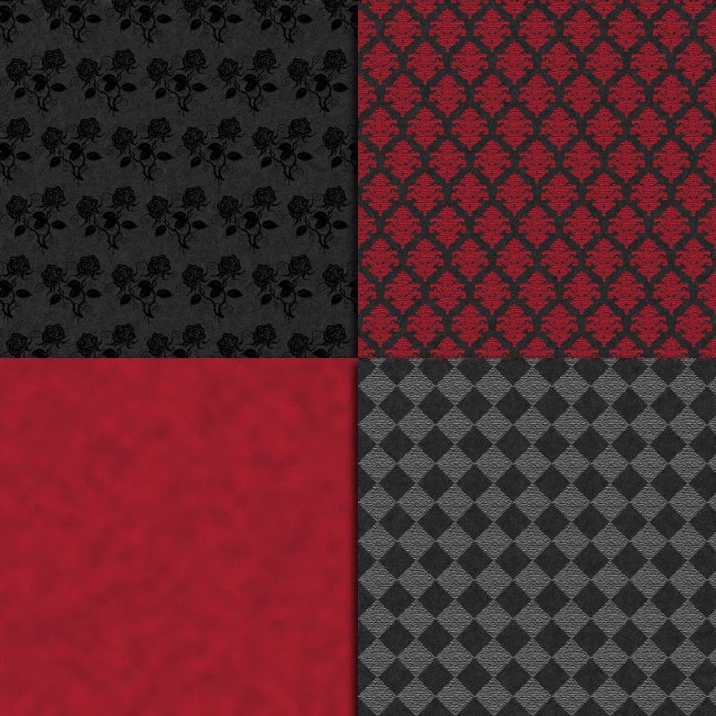 Gothic Digital Paper Gothic Scrapbook Victorian Damask - Etsy