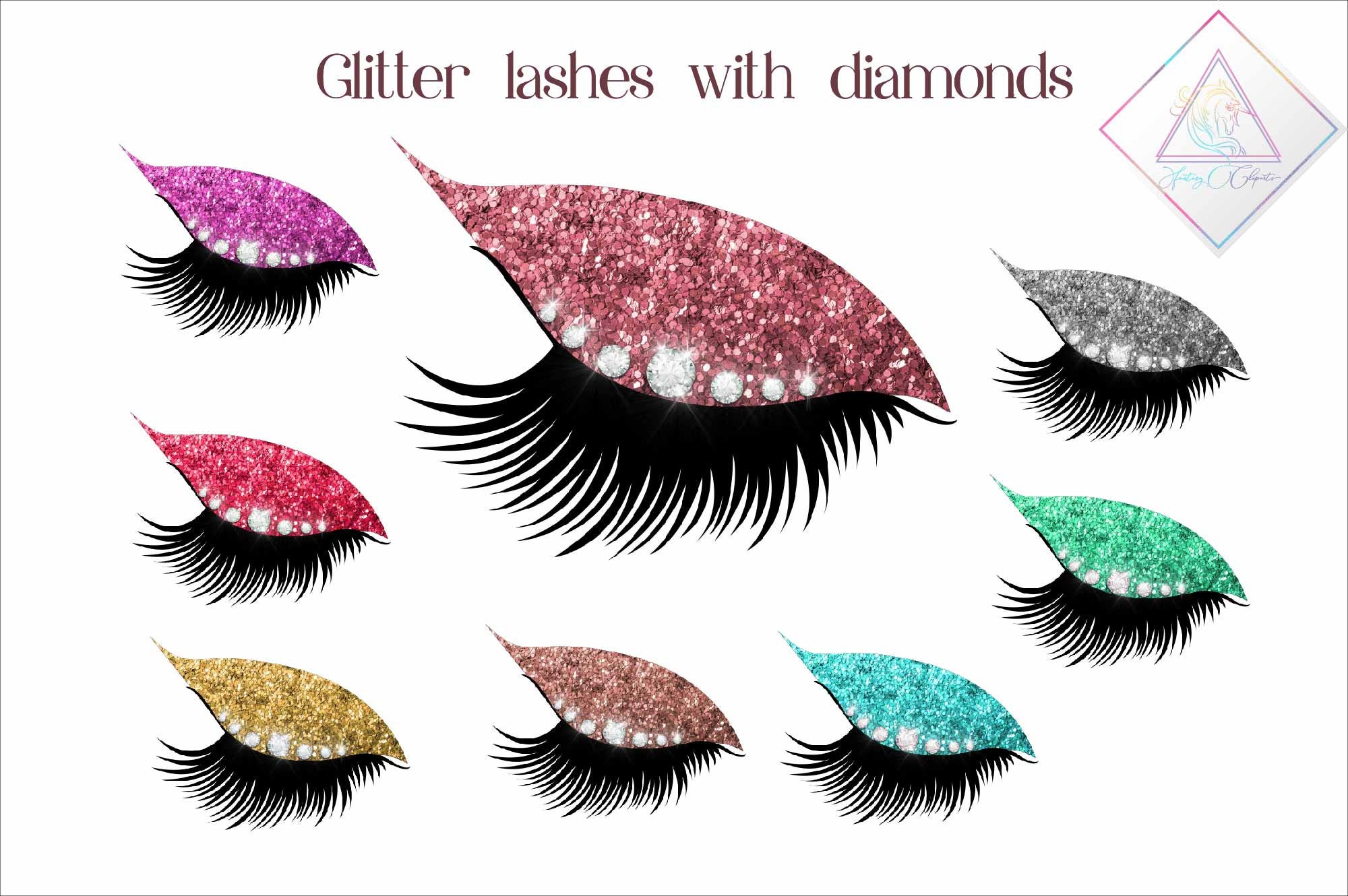 Glitter Lashes, Sparkling Diamonds, Rose Gold Lash, Eyelash Clipart ...