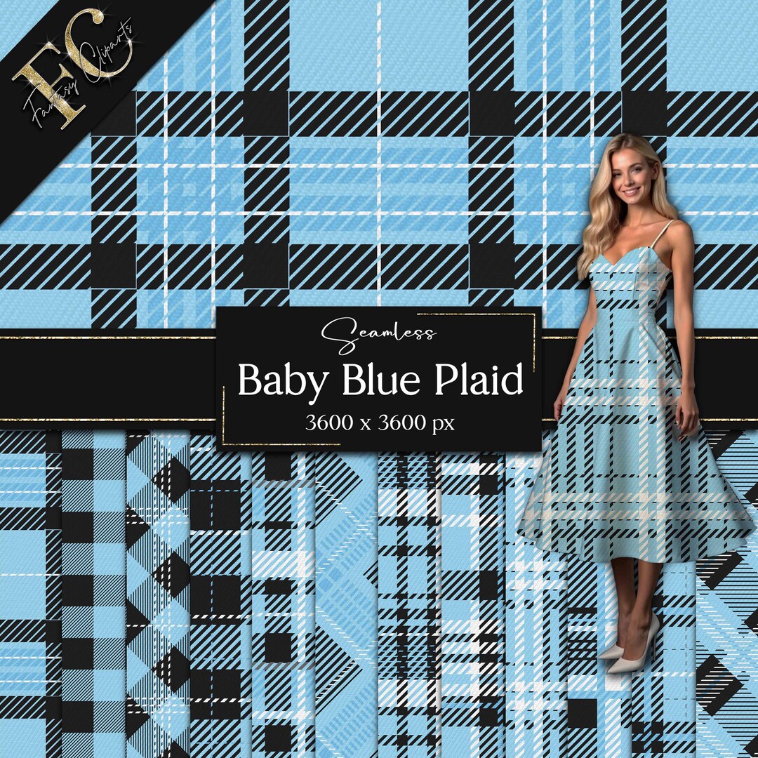 Baby Blue Plaid Digital Paper Light Blue Tartan Patterns Gingham ...