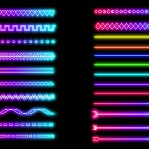 Neon Borders Clipart PNG | Glowing Neon Dividers Clip Art | Pastel ...