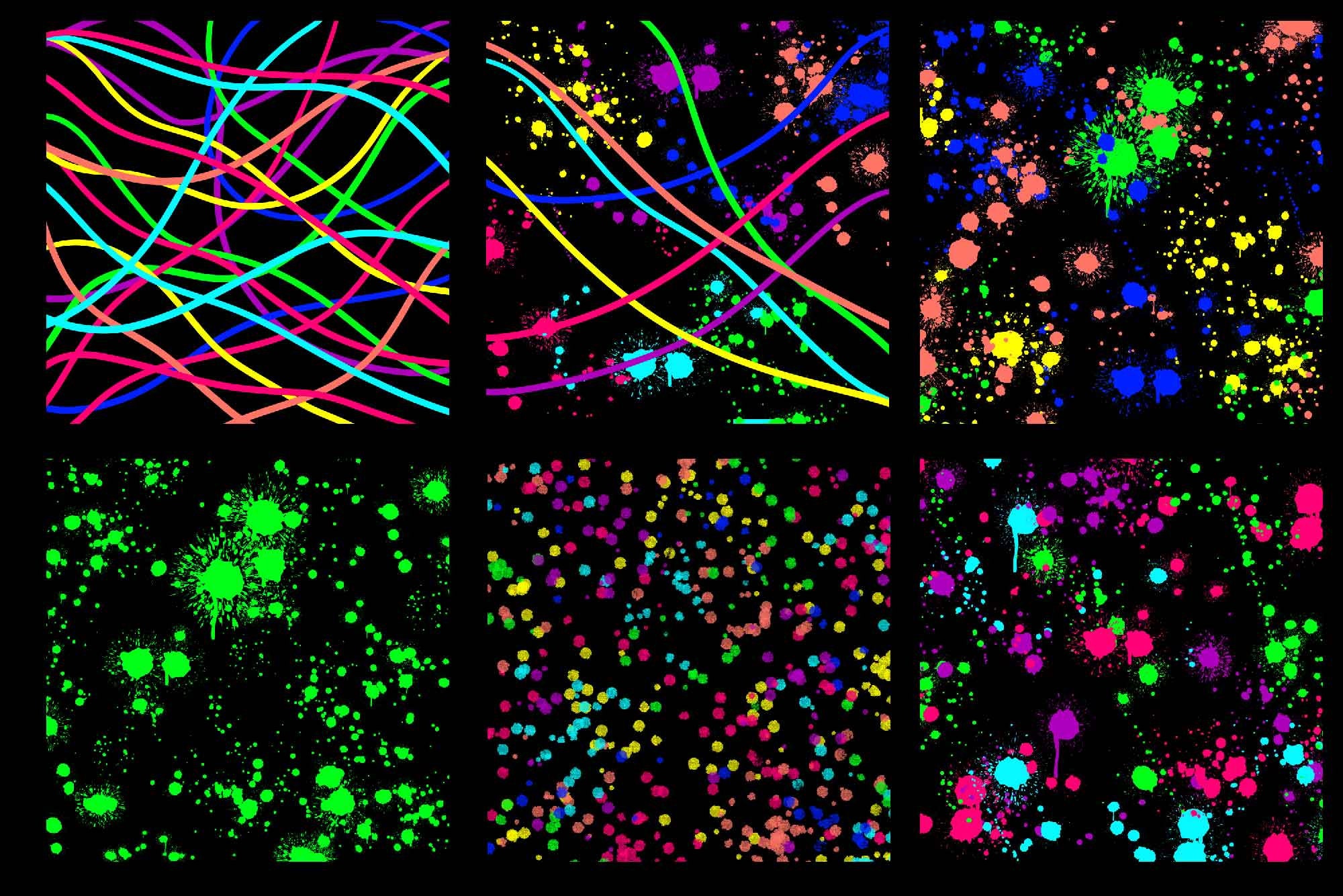 Neon Paint Splatters Overlays Clipart PNG | Paintball Drips Clip Art ...