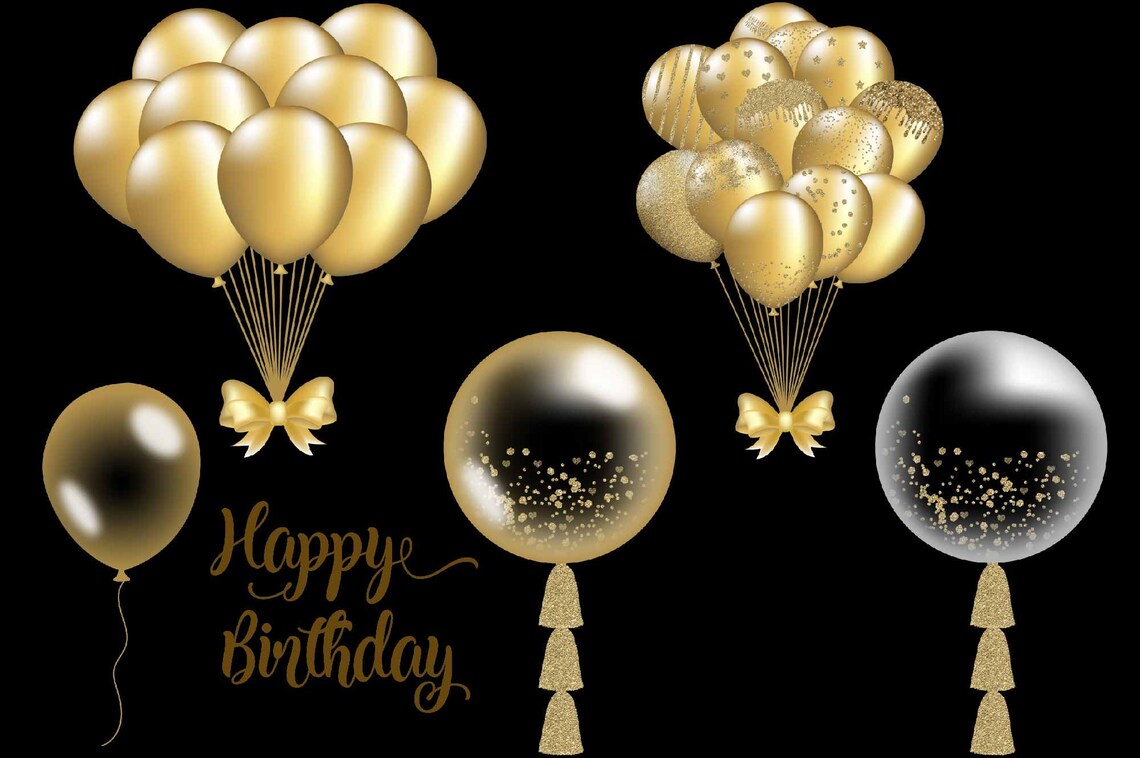 Gold Balloons, Balloon Clipart, Baby Shower Party, Transparent Png ...
