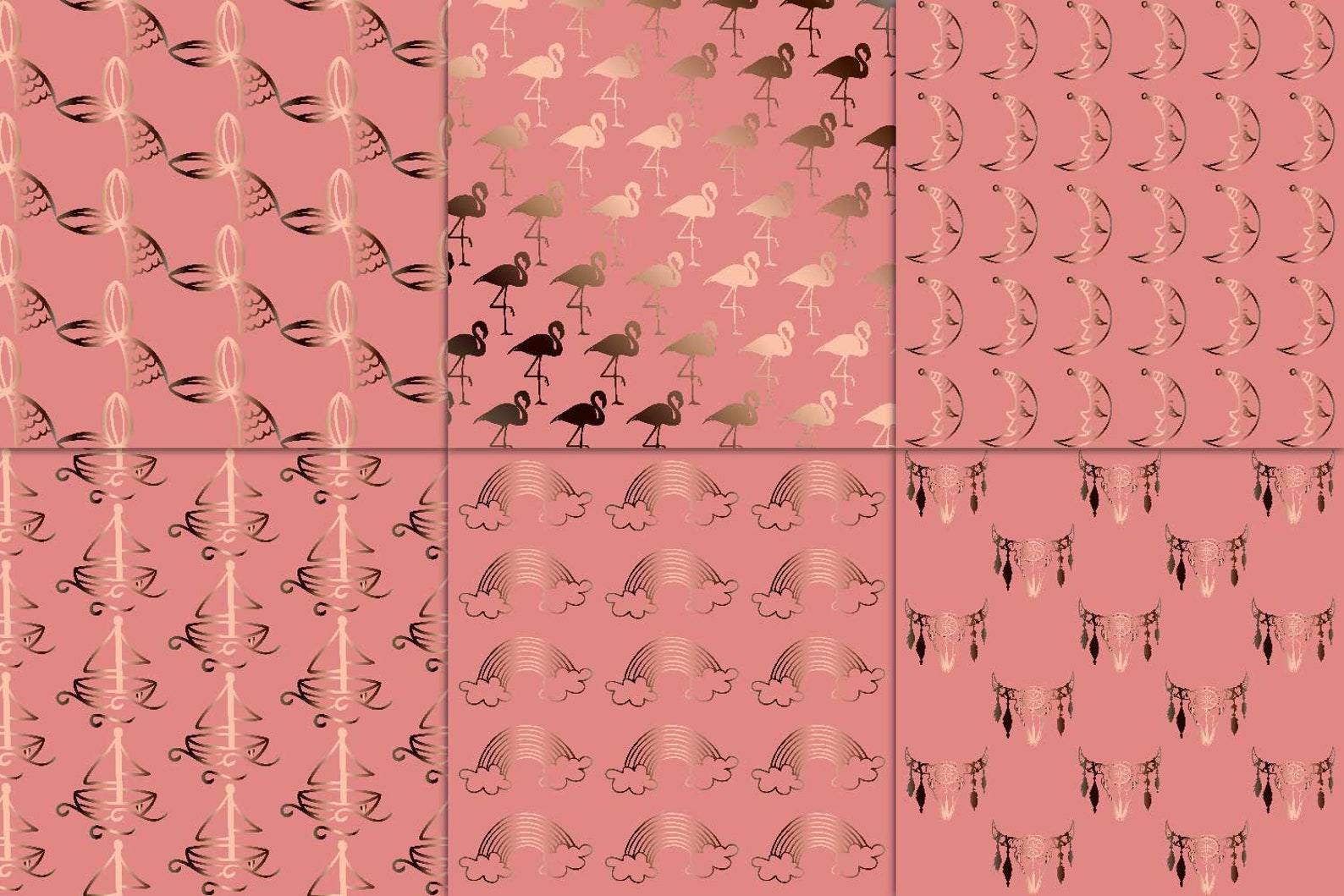 Blush and Copper Digital Paper Pink Backgrounds Rose Gold - Etsy