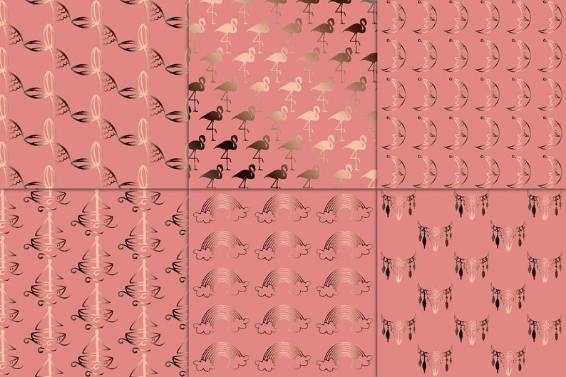 Blush and Copper Digital Paper Pink Backgrounds Rose Gold - Etsy