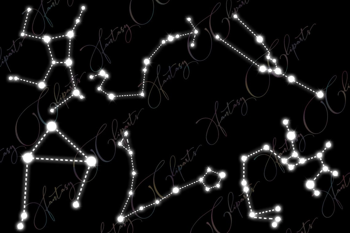 Zodiac constellation astrology signs png glowing clipart | Etsy