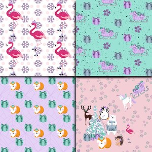 Woodland Animals, Digital Paper, Winter Forest, Animal Clipart, Glitter ...