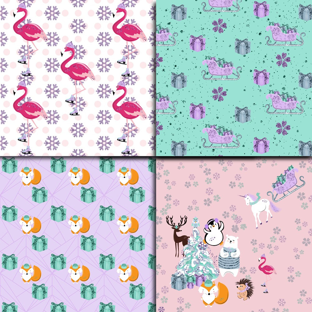 Woodland Animals Digital Paper Winter Forest Animal - Etsy