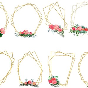 Floral Frames, Polygonal Frame, Rose Roses Peony, Peonies Flowers, Gold ...