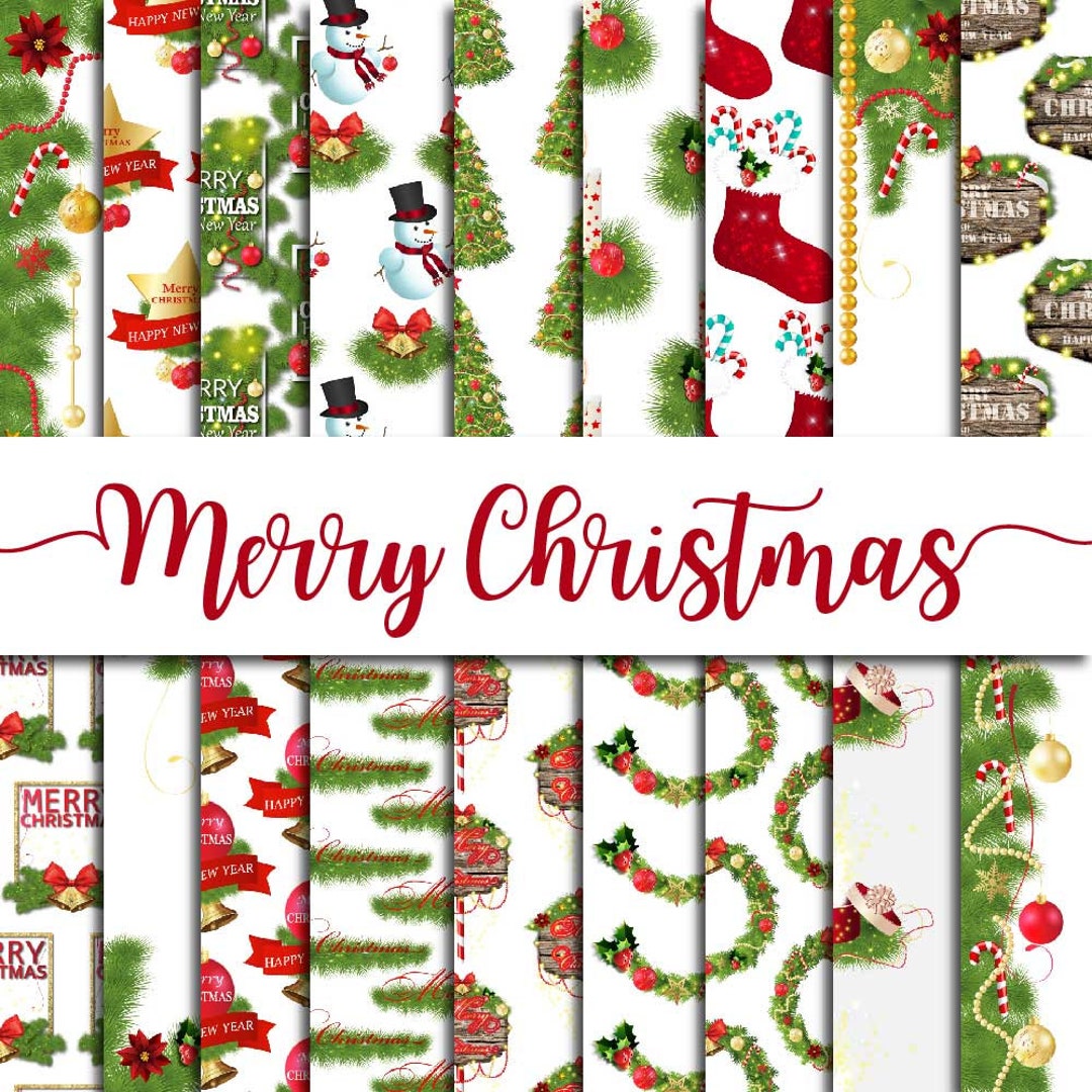 Christmas Paper Digital Paper Green Christmas Tree Red - Etsy